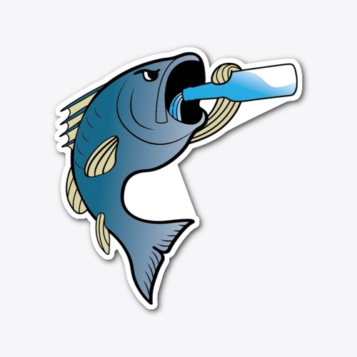 FishAholic Fishing - Drinking Fish Sticker