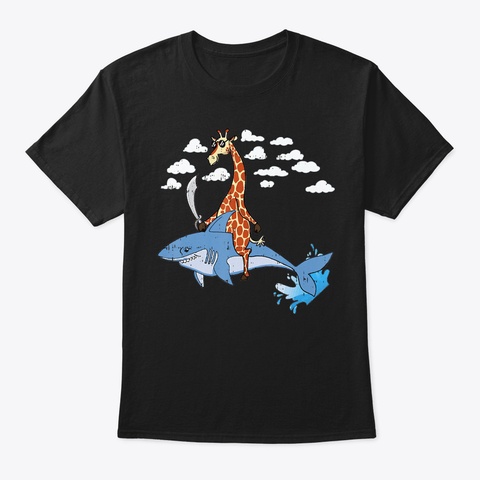 Giraffe Pirate Riding Shark Sword Cute A Products